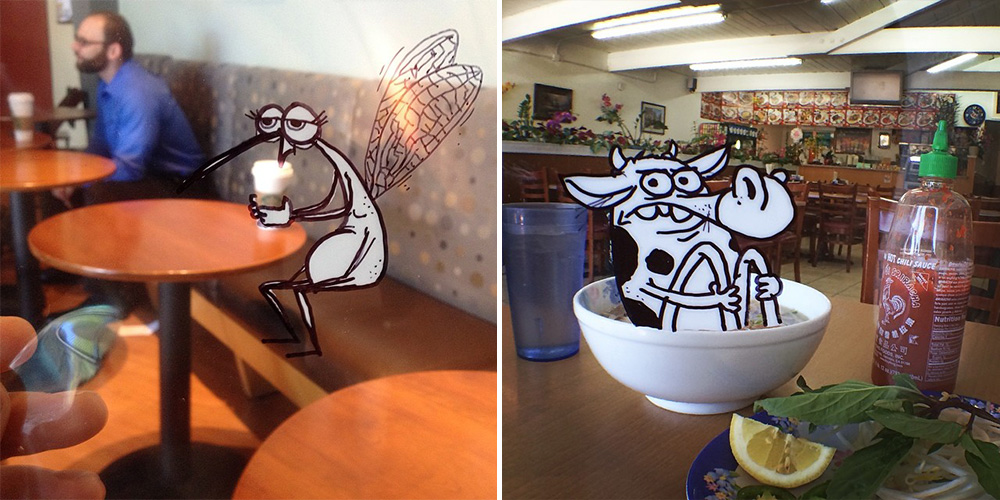 Artist Inserts Cartoons Into Real-World Situations By Doodling Them On ...