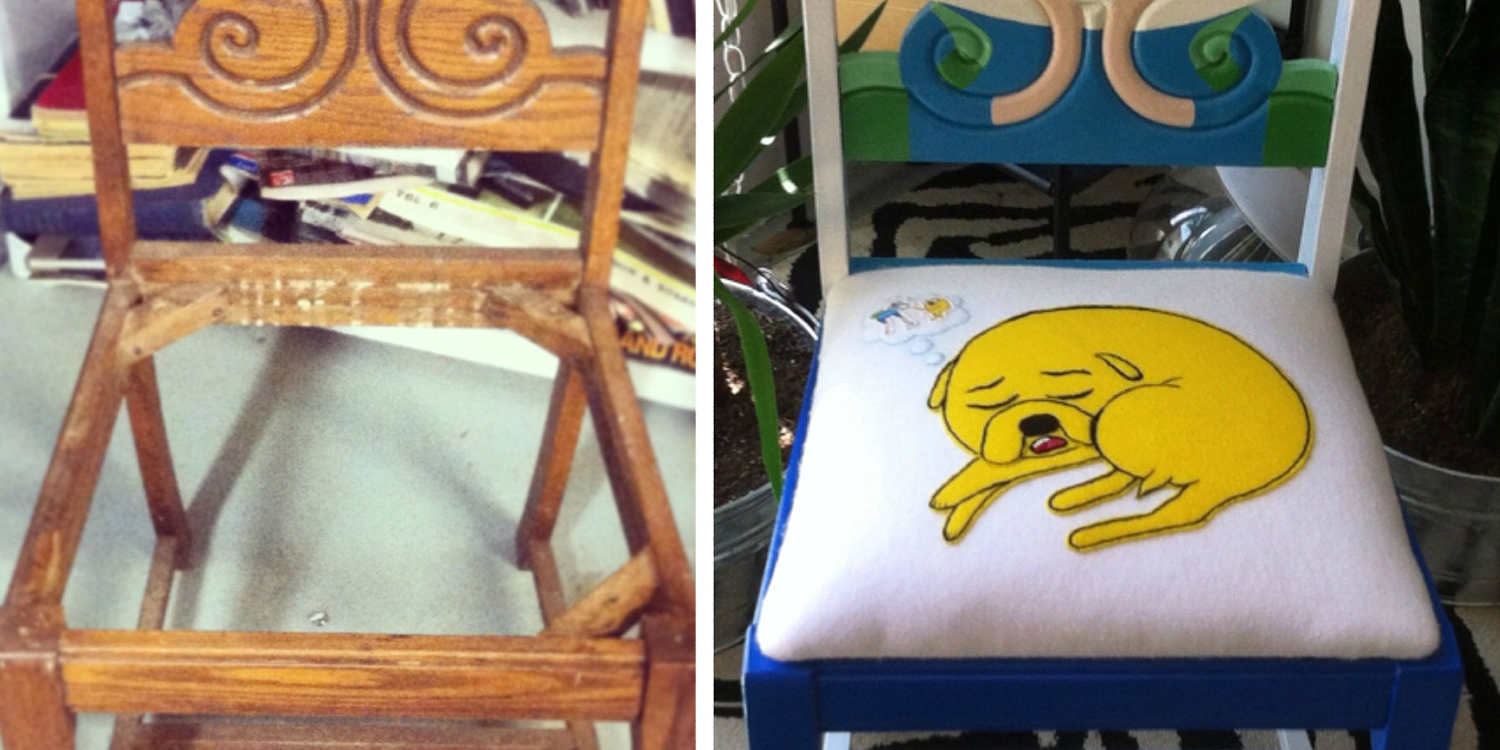 Antique Chair Restored And Repainted As Characters From Adventure Time ...