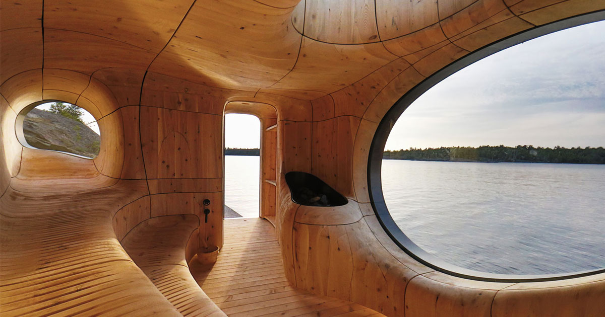 Elegant Grotto Sauna In Canada With A Stunning Window View | Bored Panda