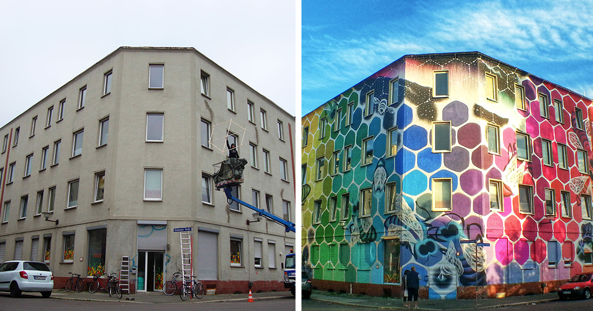 Honeycomb Of Life: I Turned A Dull Building In Germany Into Art | Bored ...