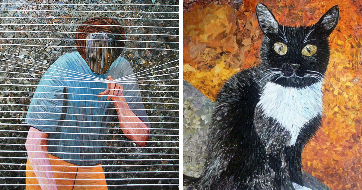 I Create Oil Painting Illusions With 1000s Pieces Of Paper | Bored Panda