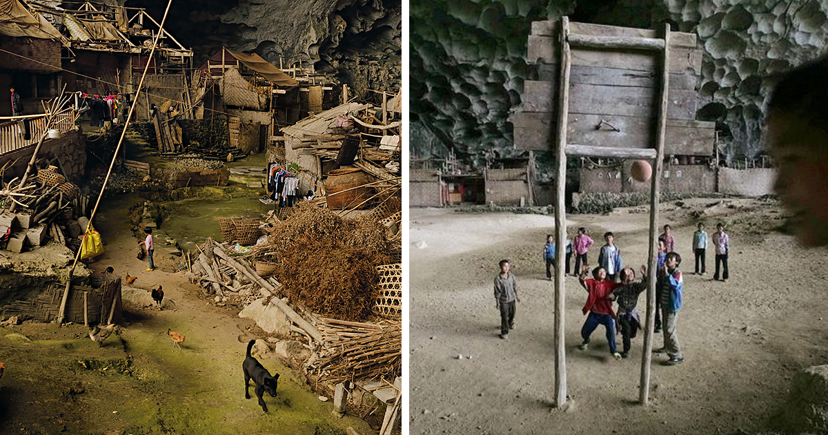 This Giant Cave In China Has 100 People Living Inside, A Basketball ...
