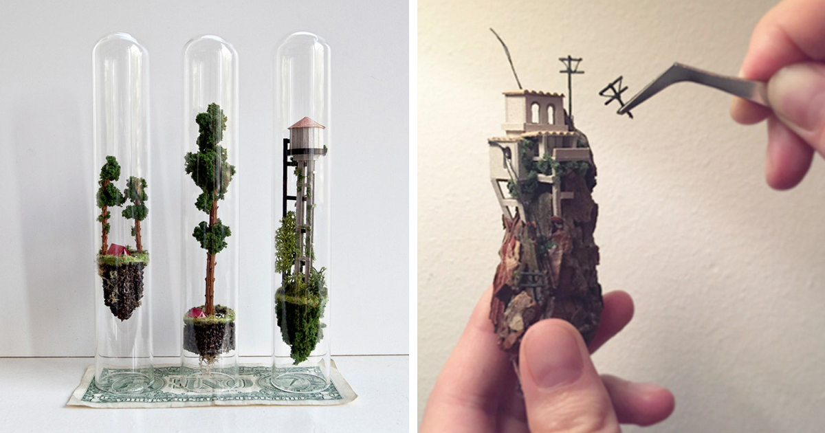 Artist Creates Incredibly Tiny Floating Worlds Inside Glass Test Tubes ...