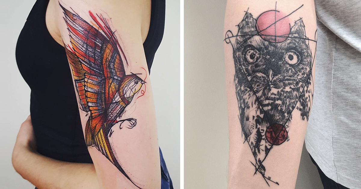 Colorful And Sketchy Tattoos By Vesna | Bored Panda