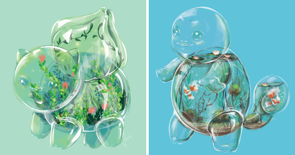 I Draw Pokemon As Terrariums | Bored Panda