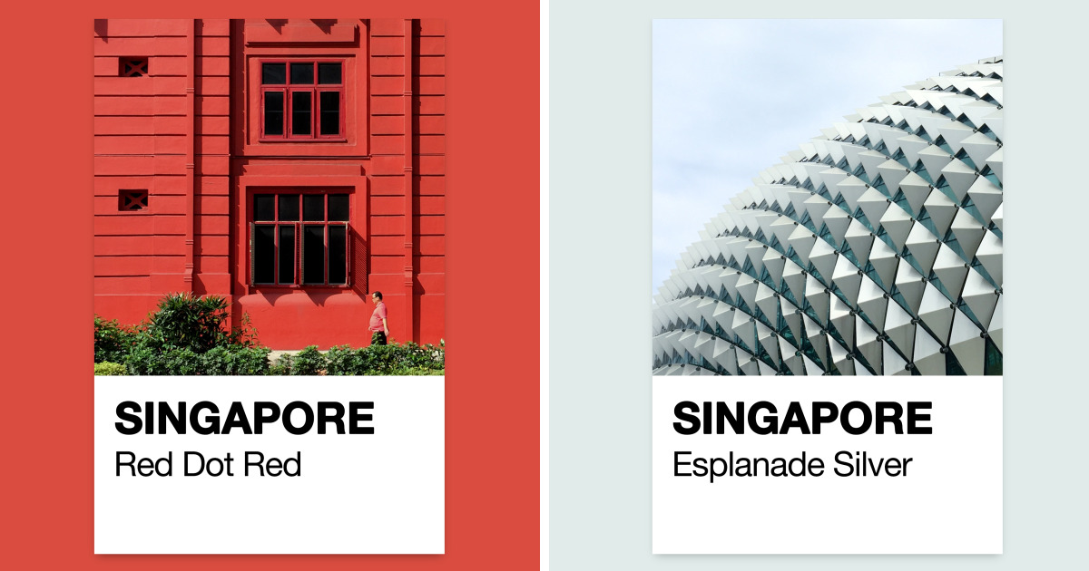 Iconic Places In Singapore Reimagined As Pantone Colours | Bored Panda
