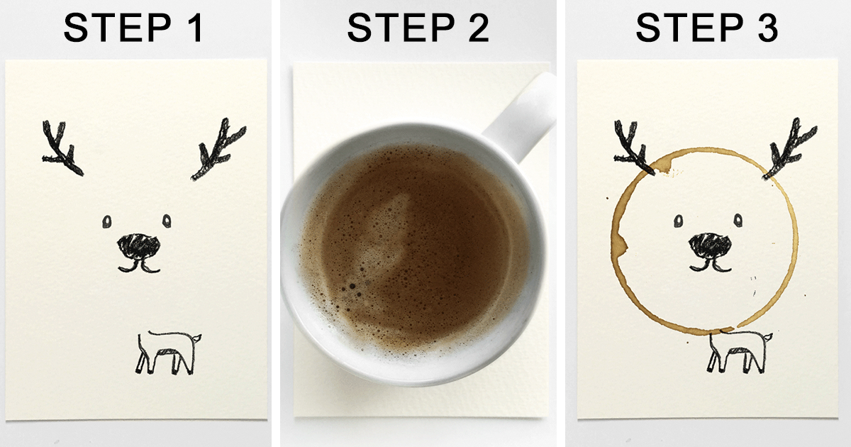 These Christmas Cards Are Completed Only After You Add Coffee To Them ...