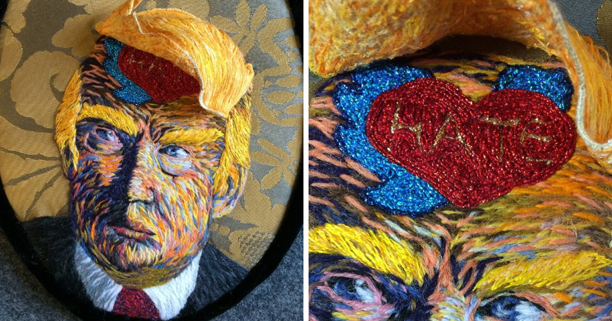 I Embroidered Political Portraits Of Donald Trump And Hillary Clinton ...