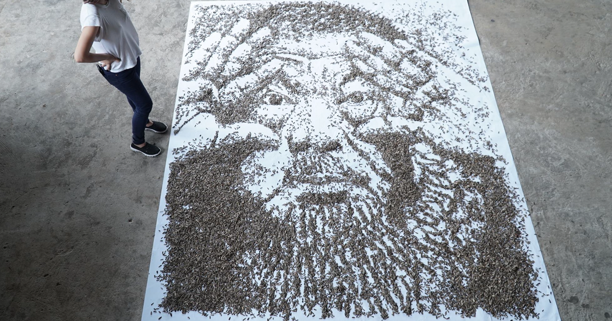 “Painting” A Portrait With 20,000 Seeds | Bored Panda