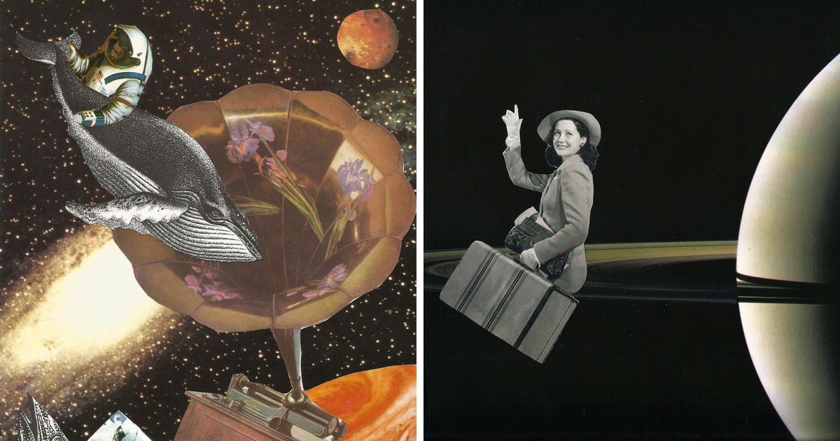 I Create Collages Using Pictures I Find In Old Used Books | Bored Panda