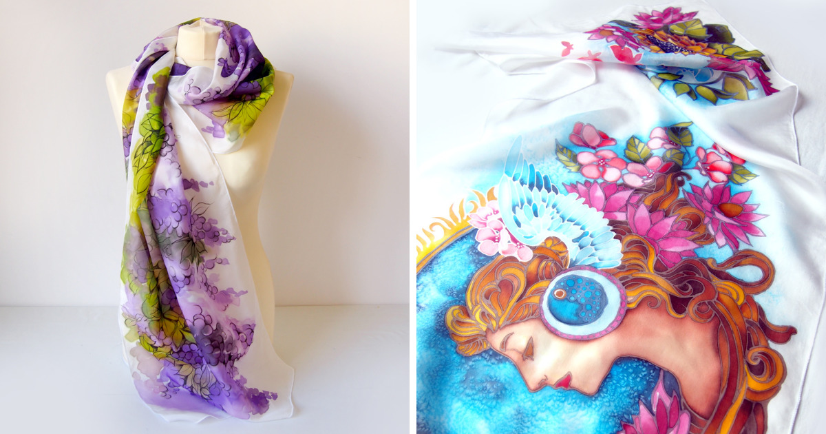I Paint On Silk To Create Wearable Piece Of Art | Bored Panda