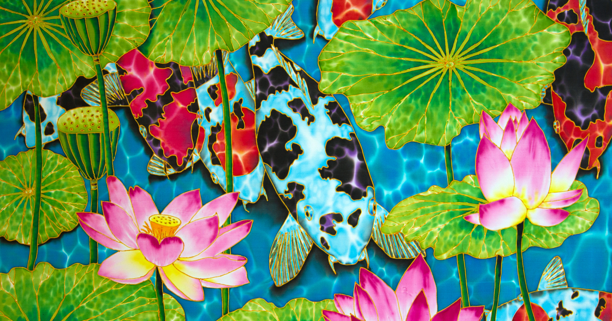 Koi Fish Silk Batik Painting | Bored Panda