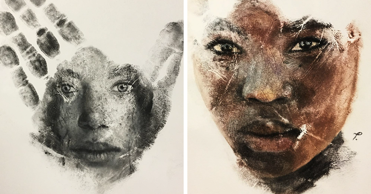 Artist “Paints” With His Palm | Bored Panda