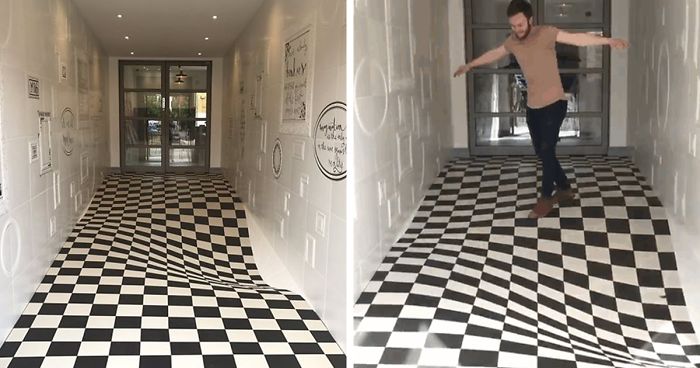 Genius Optical Illusion On This Floor Stops People From Running In The ...