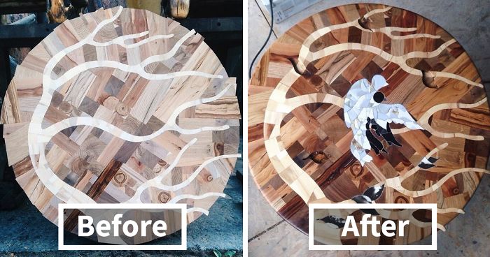 I Used 12 Different Woods To Make This Nature-Inspired Table In One ...
