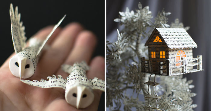 I Make Paper Miniatures By Upcycling Old Books | Bored Panda