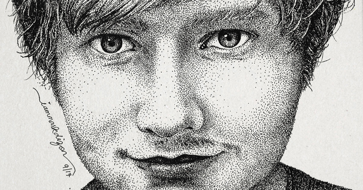 Ed Sheeran Portrait Made With Hundred Thousands Of Dots | Bored Panda