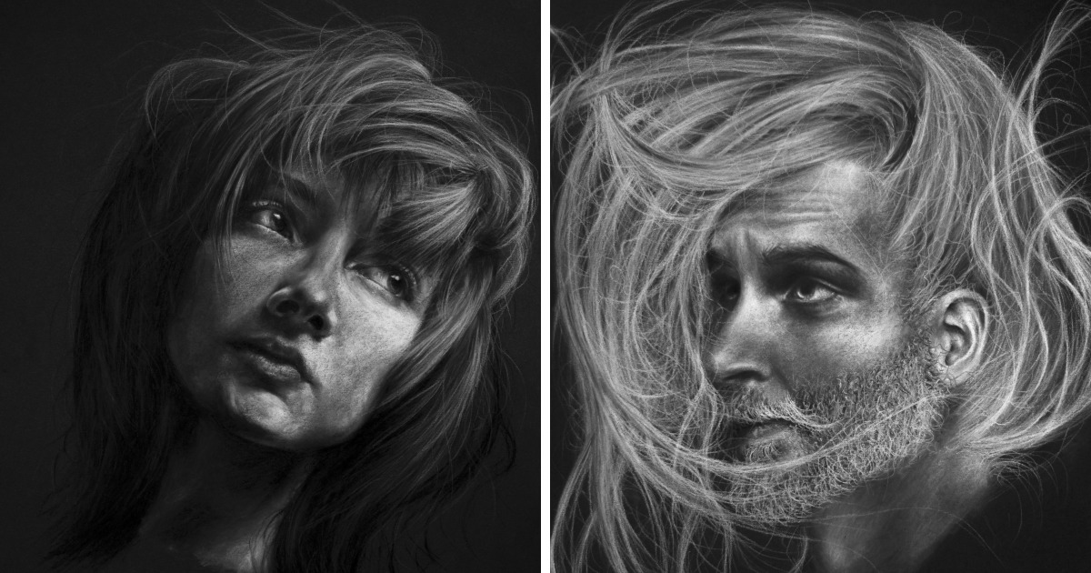 Stunning Charcoal And Chalk Portrait Drawings | Bored Panda