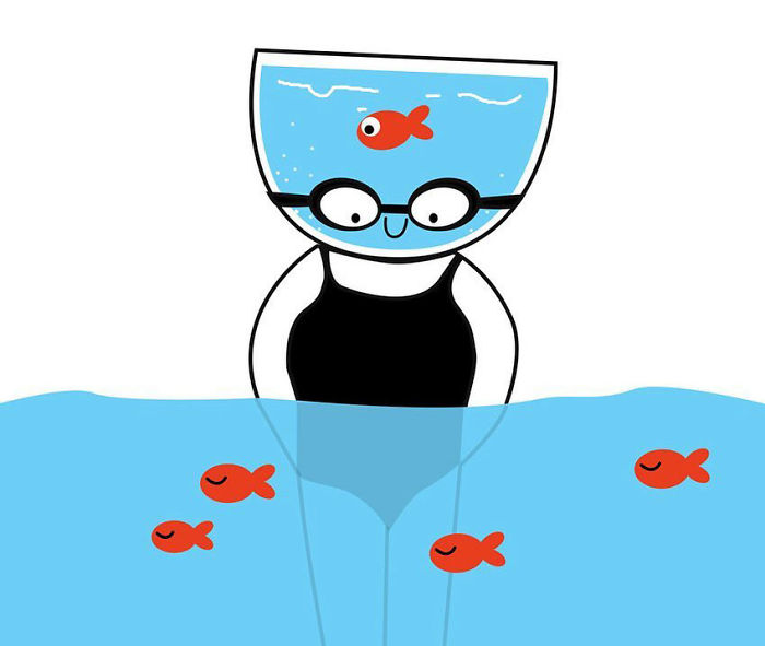 I Illustrate The Human Need For Connection With Original ‘Fishbowl Head ...