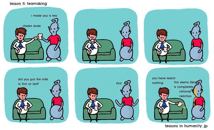 I Attempt To Explain Human Behavior To An Alien In My 41 Comics | Bored ...