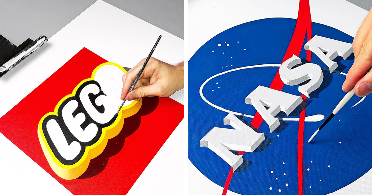 Artist Recreates Modern Logos With Stunning Freehand 3D Effects | Bored ...