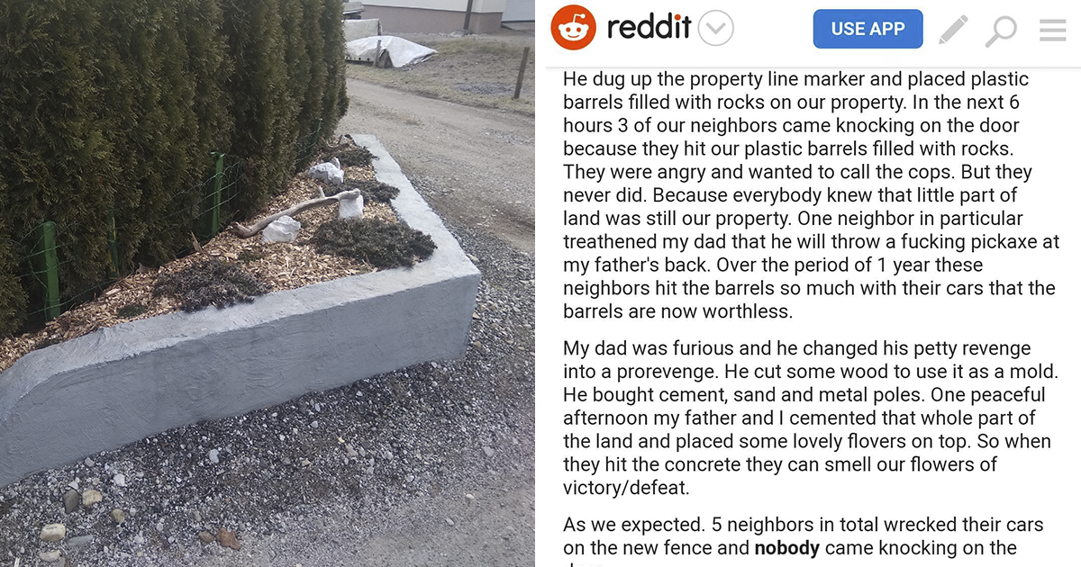 “Neighbors Ran Over Our Fence. Dad Installed Concrete Fence That ...