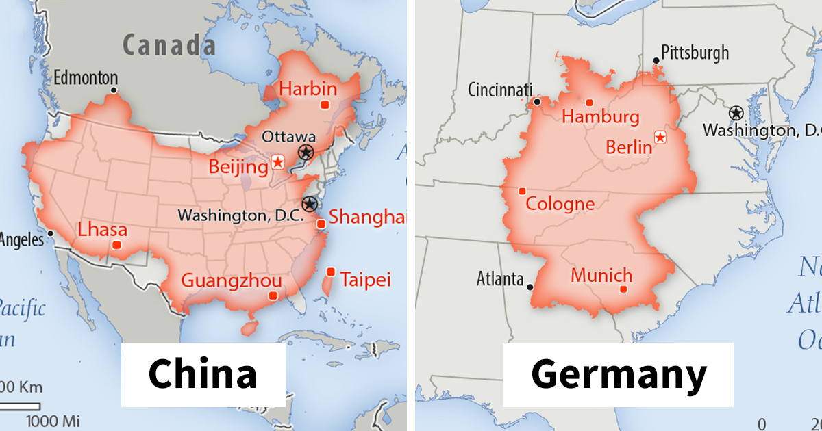 30 Countries Compared To The United States With A Real Scale ...