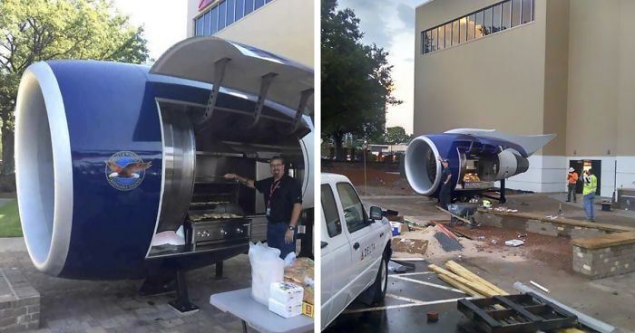 These Techs Turn An Unused Boeing 757 Engine Parts Into A Grill | Bored ...