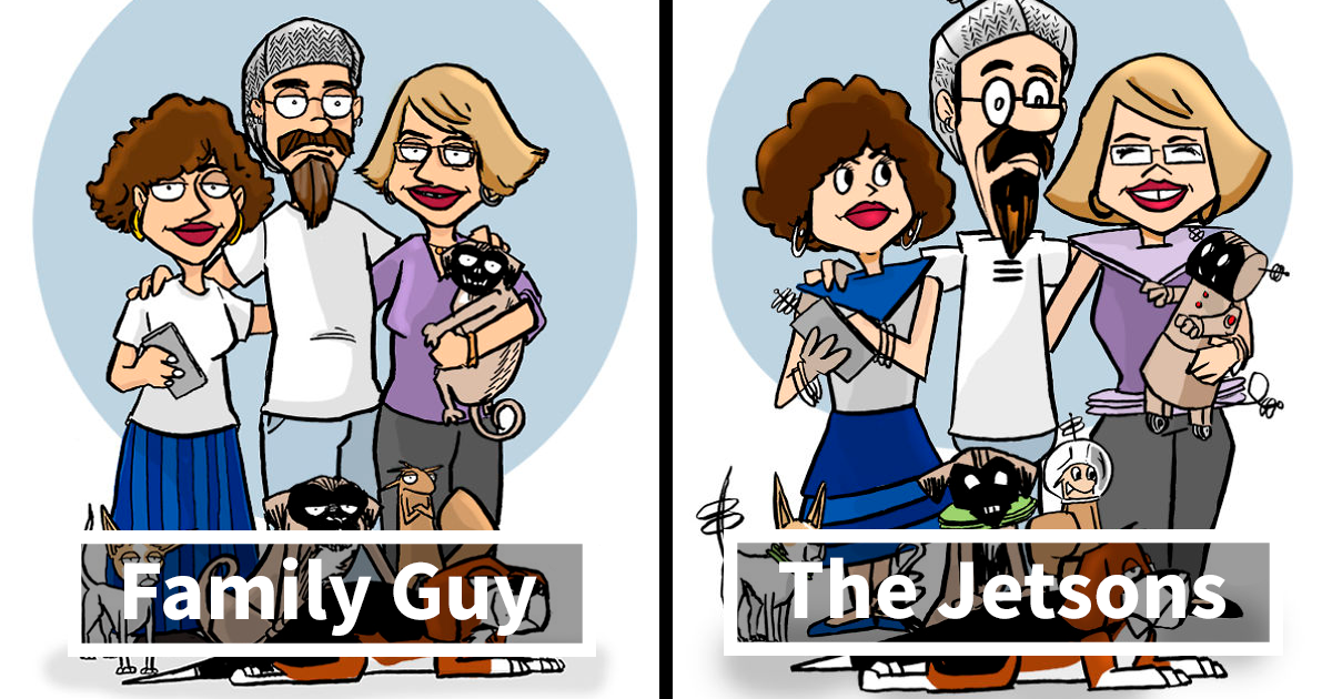 My 21 Illustrations Of My Family That I Drew In Different Cartoon ...