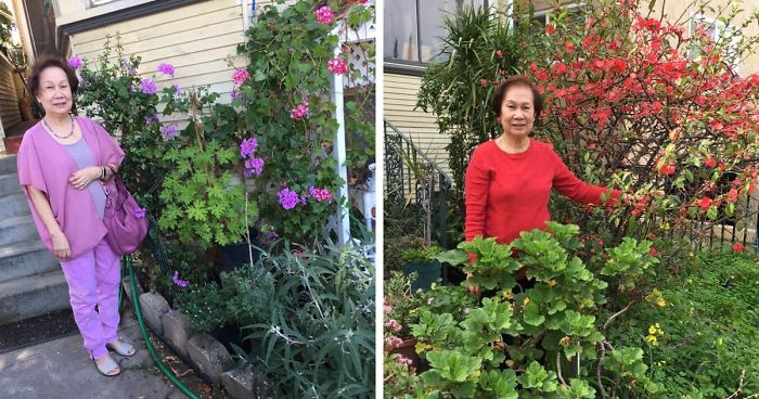 This Stylish Grandma Matches Her Outfits With The Flowers In Her Garden ...