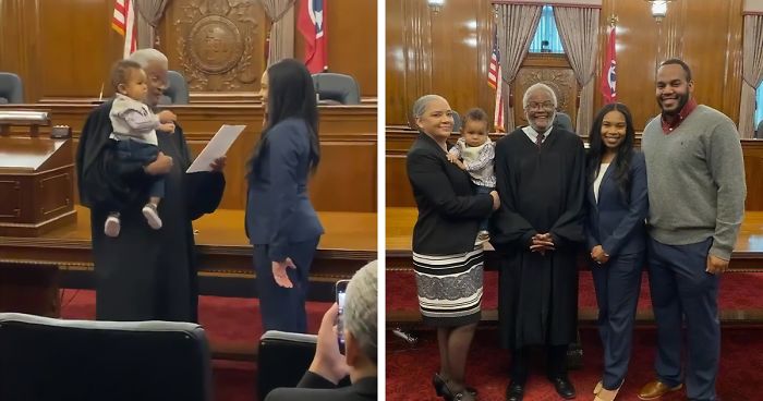 This Awesome Judge Held The Baby Of A Law Student As She Was Sworn Into ...