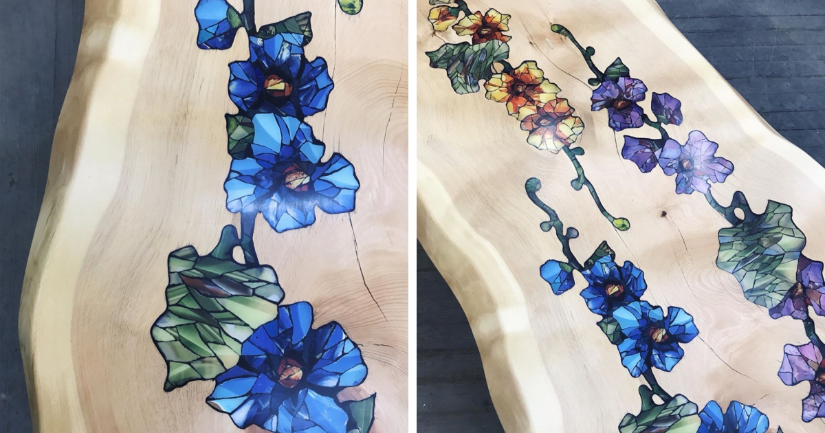 I Create Slab Wood With Intricate Floral Designs On It | Bored Panda