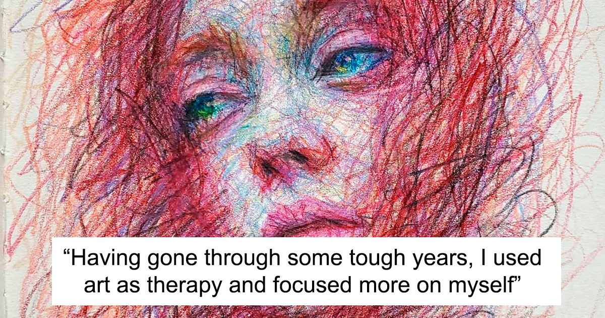 This Self-Taught Artist Draws Female Portraits Entirely By Scribbling (87 Pics) | Bored Panda