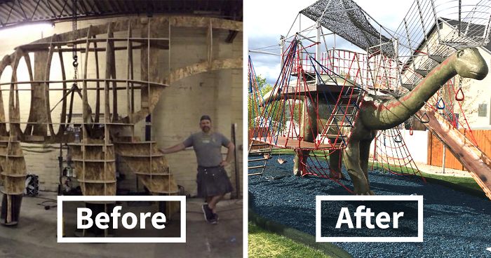 Guy Builds 14-Meter-Long Dinosaur Jungle Gym That Includes Nearly All ...
