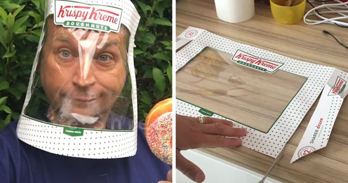 Here’s A Way To Make A Face Shield Out Of A 12-Doughnut Krispy Kreme ...