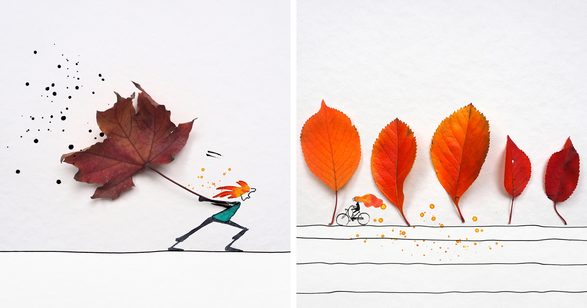 Autumn Is My Favorite Season, So I Made 31 Illustrations Out Of Leaves ...