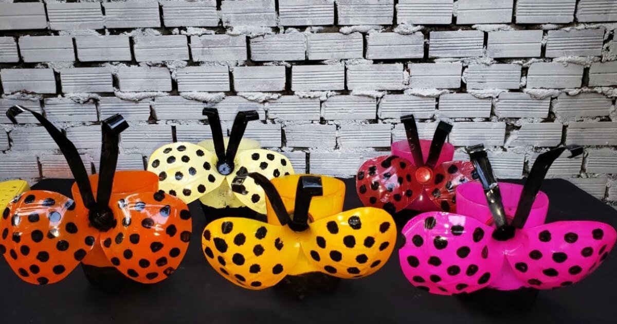My Tutorial Of Recycling Plastic Bottles Into Beautiful Ladybug Flower ...
