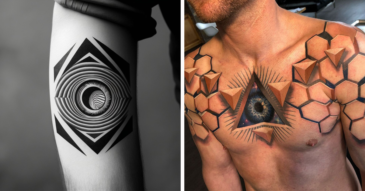 91 Optical Illusion Tattoos With Eye And Mind-Bending Designs | Bored Panda