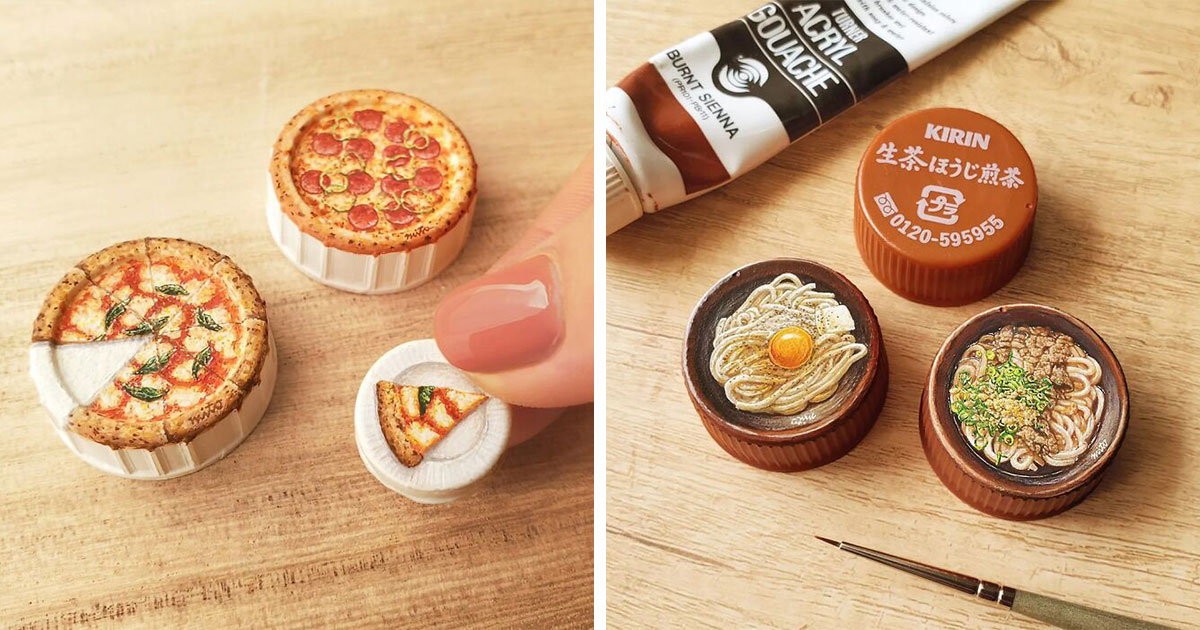 Artist Turns Plastic Bottle Caps Into Mini Food Paintings, And Here Are ...
